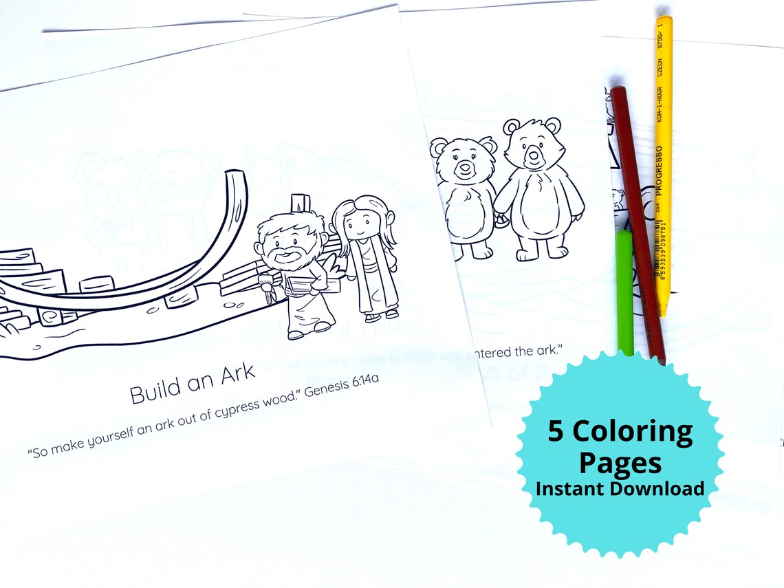 Set of Noahs Ark Coloring Page for Kid Coloring Page Printable Coloring ...
