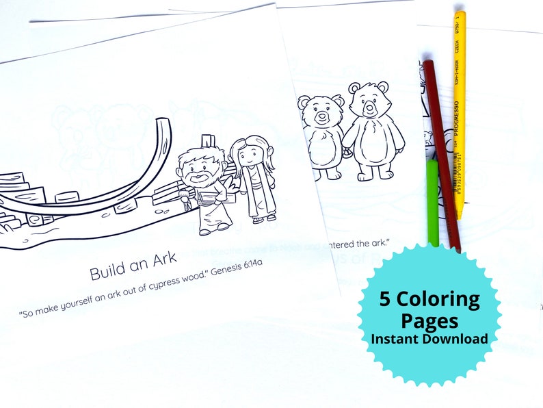 Set of Noahs Ark Coloring Page for Kid Coloring Page Printable Coloring ...