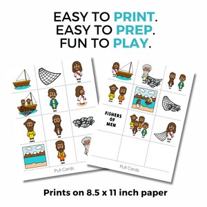 Fishers of Men Bingo Game for Kid Bible Story Activity Printable Sunday ...