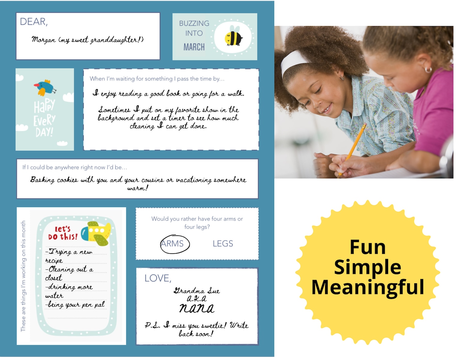 Pen Pal Kit Grandparent Penpal Kit Letter Writing Kit for Kids Pen Pal ...