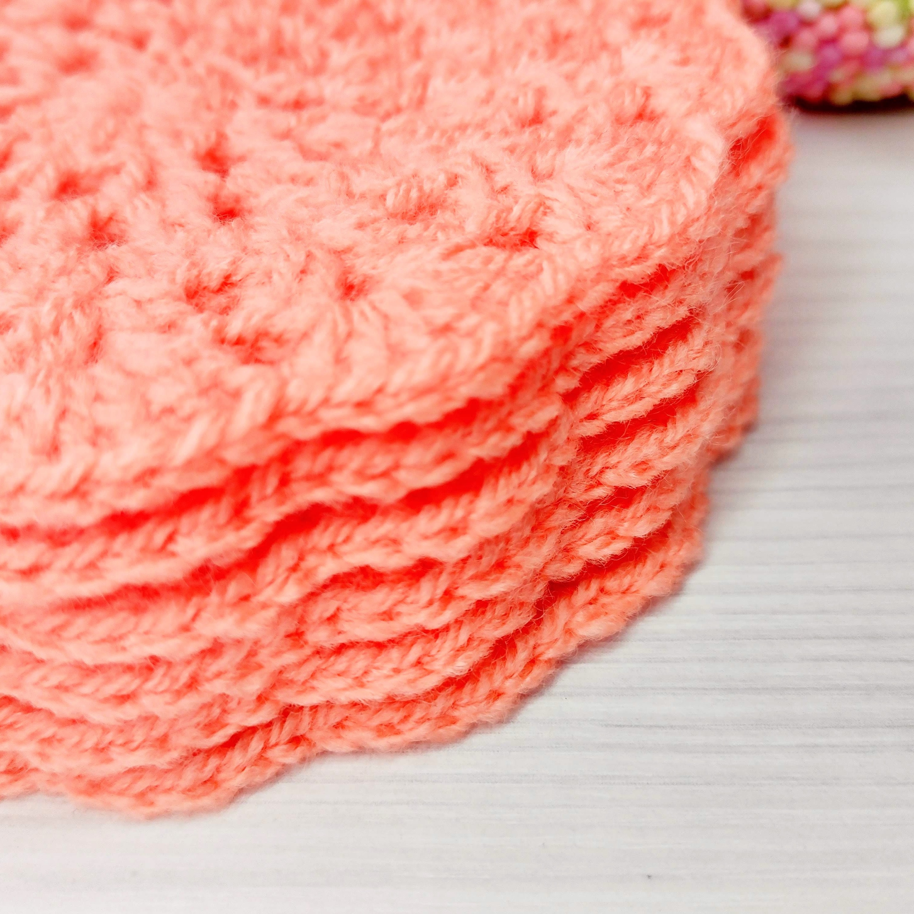 Crochet Round Coasters Set 6 Items Knitted Cup Coasters Peach-colored ...