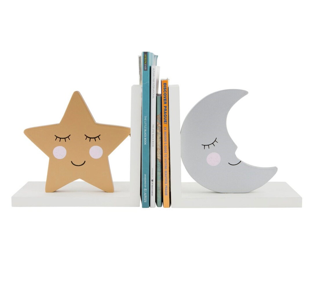 Moon & Star Bookends, Children's Bookends, Nursery Decor, Baby Gift - Etsy