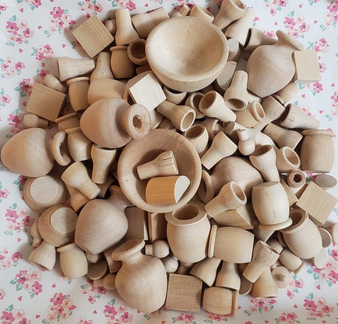 Assorted Unfinished Small Wood Parts, Dollhouse, Miniatures and Pieces ...