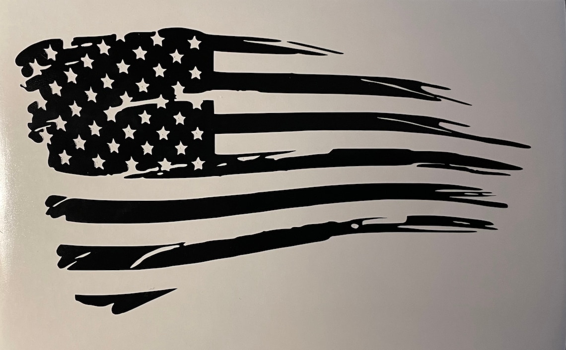 Tattered US Flag Decal Vinyl Decal Customizable Any | Etsy