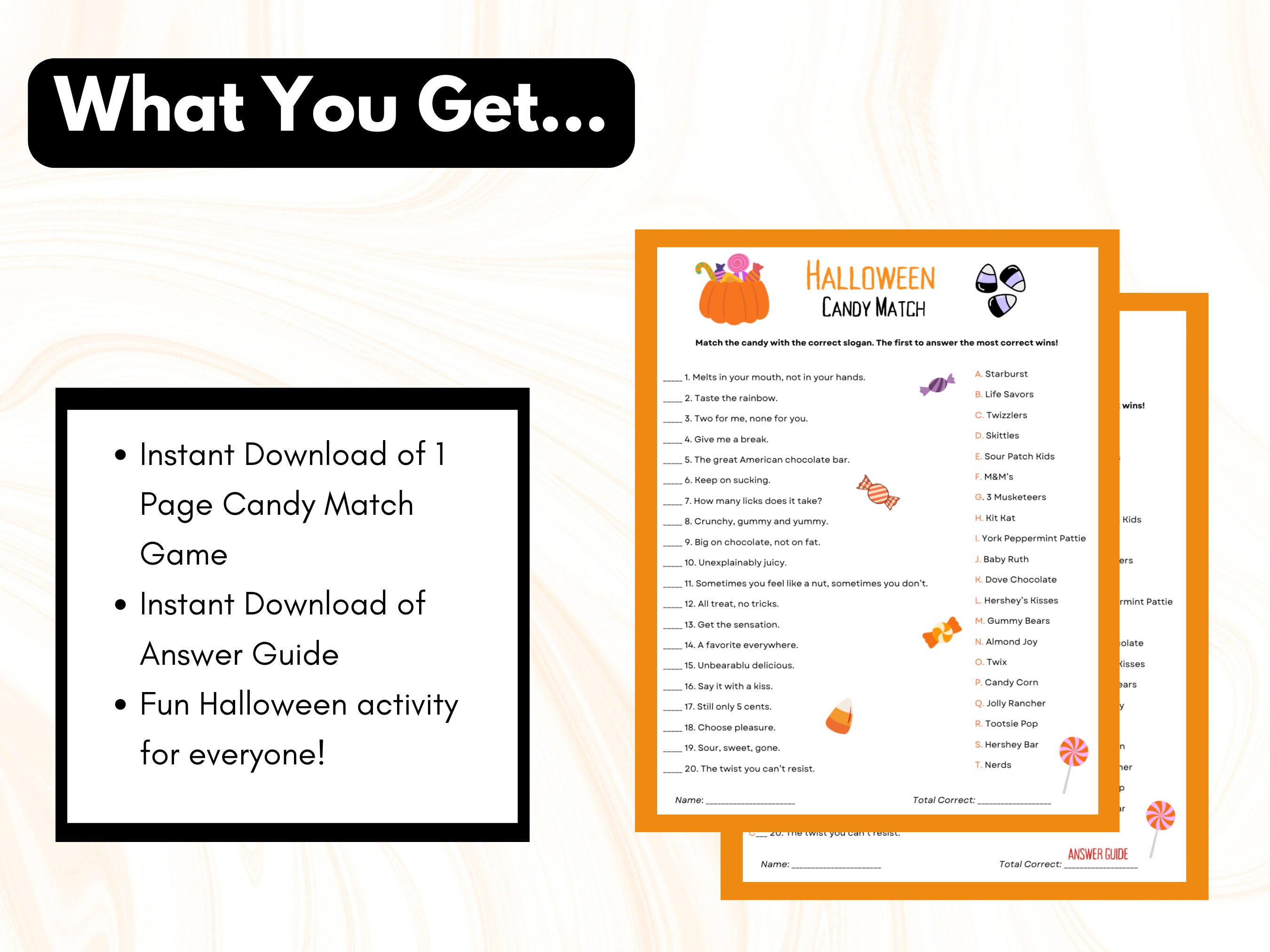 Halloween Candy Match Game, Halloween Trivia, Halloween Party Games ...