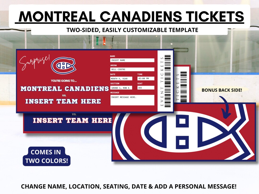 Surprise Hockey Game Ticket Template | Montreal Canadiens Present ...