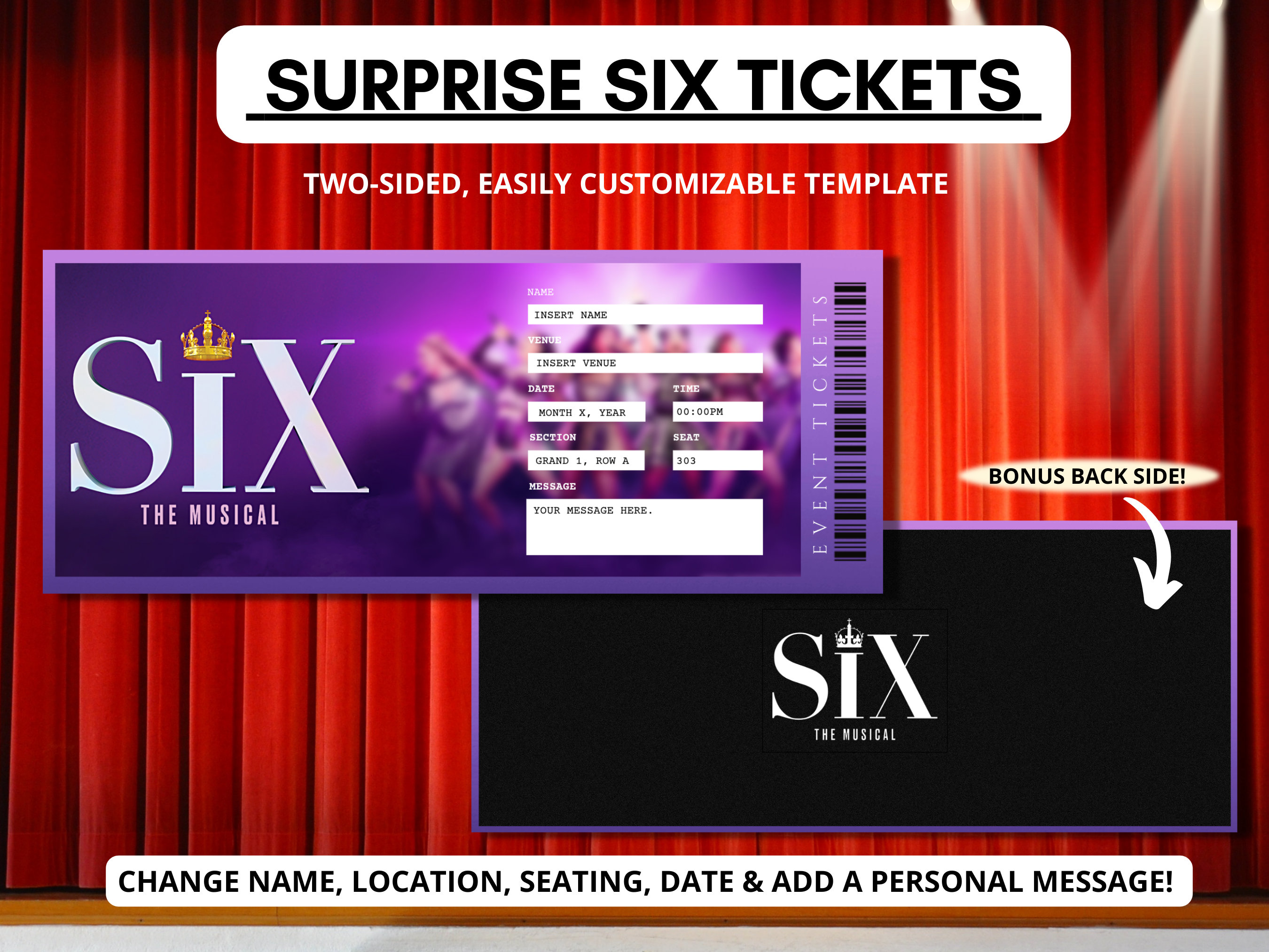 Six Tickets Surprise Event Tickets Broadway Show Gift Christmas ...