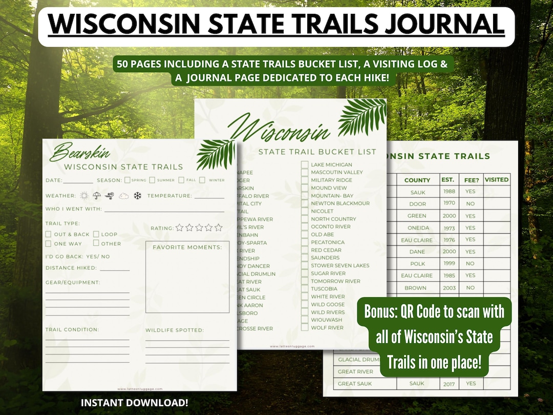 Wisconsin State Trails Bucket List | Wisconsin Gift | Outdoors Gift ...