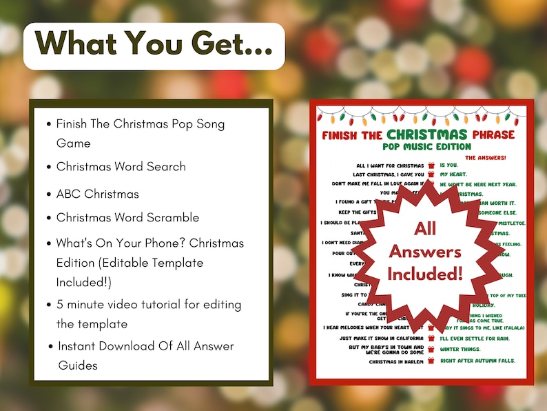 Christmas Games Bundle | Word Search | What's on Your Phone | Holiday ...