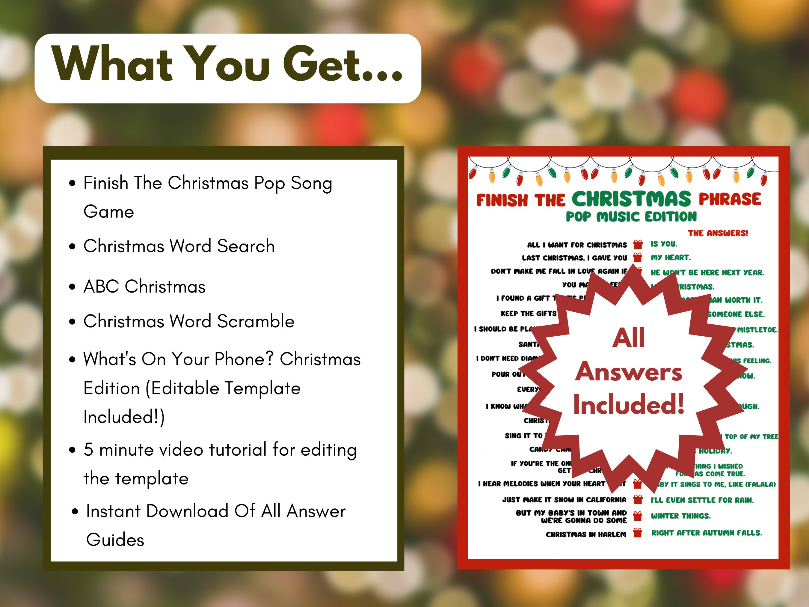 Christmas Games Bundle | Word Search | What's on Your Phone | Holiday ...