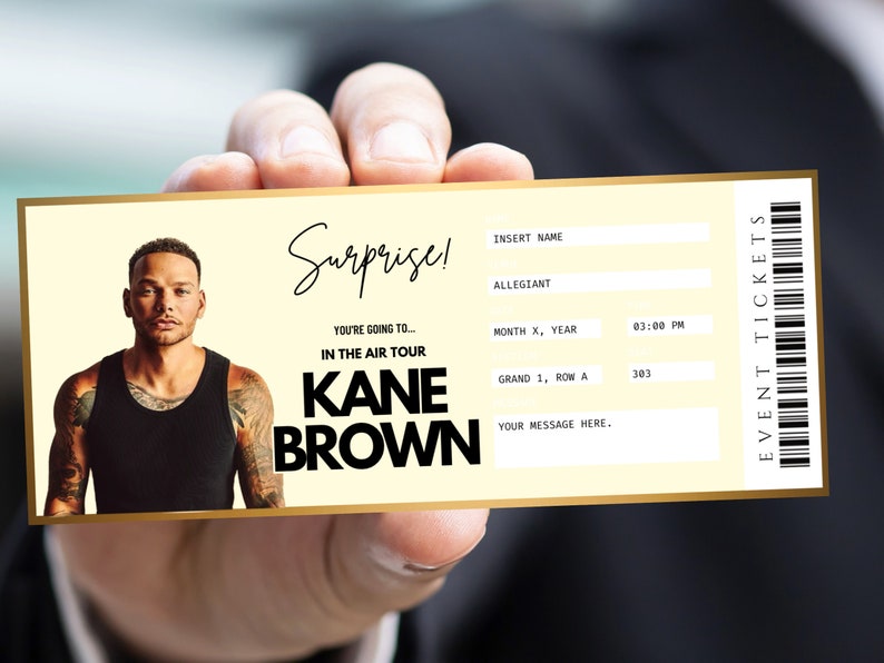 Kane Brown Concert Ticket Template | in the Air Tour | Editable Canva ...