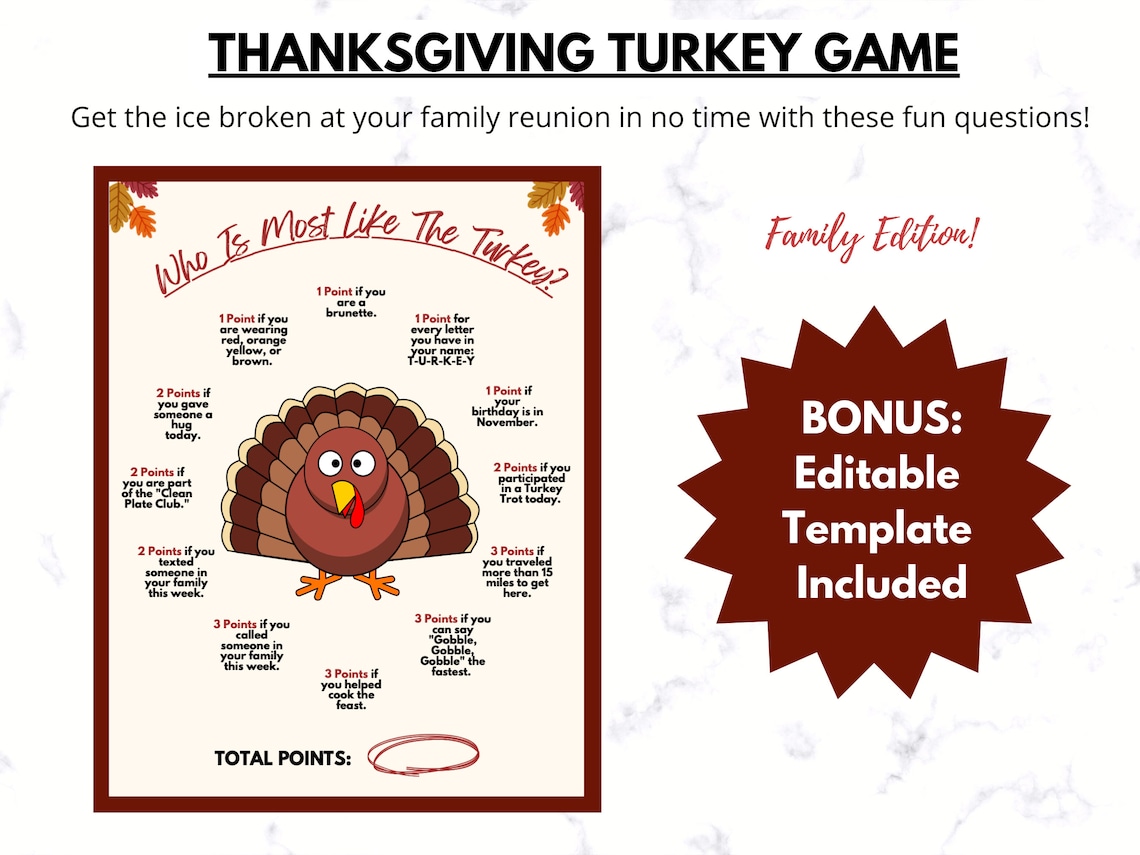 EDITABLE Thanksgiving Games | Holiday Games | Party Games | Who is Most ...