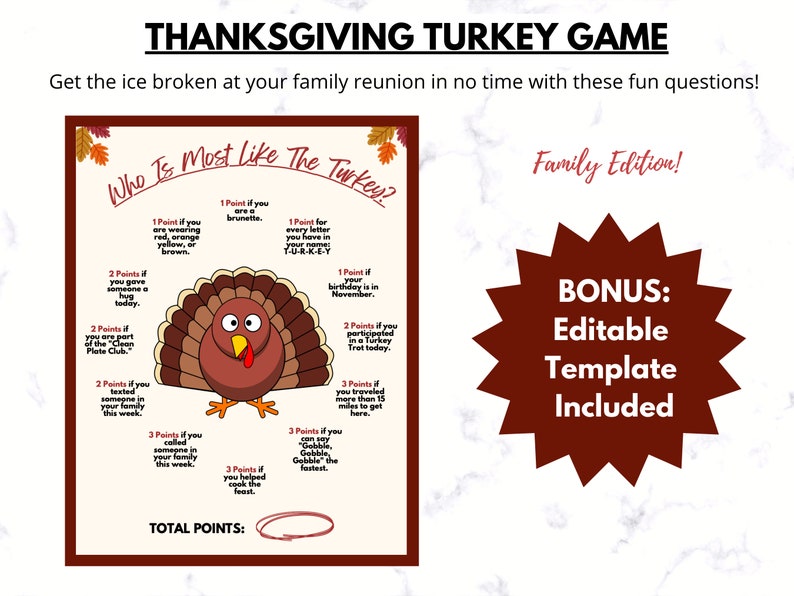 EDITABLE Thanksgiving Games | Holiday Games | Party Games | Who is Most ...