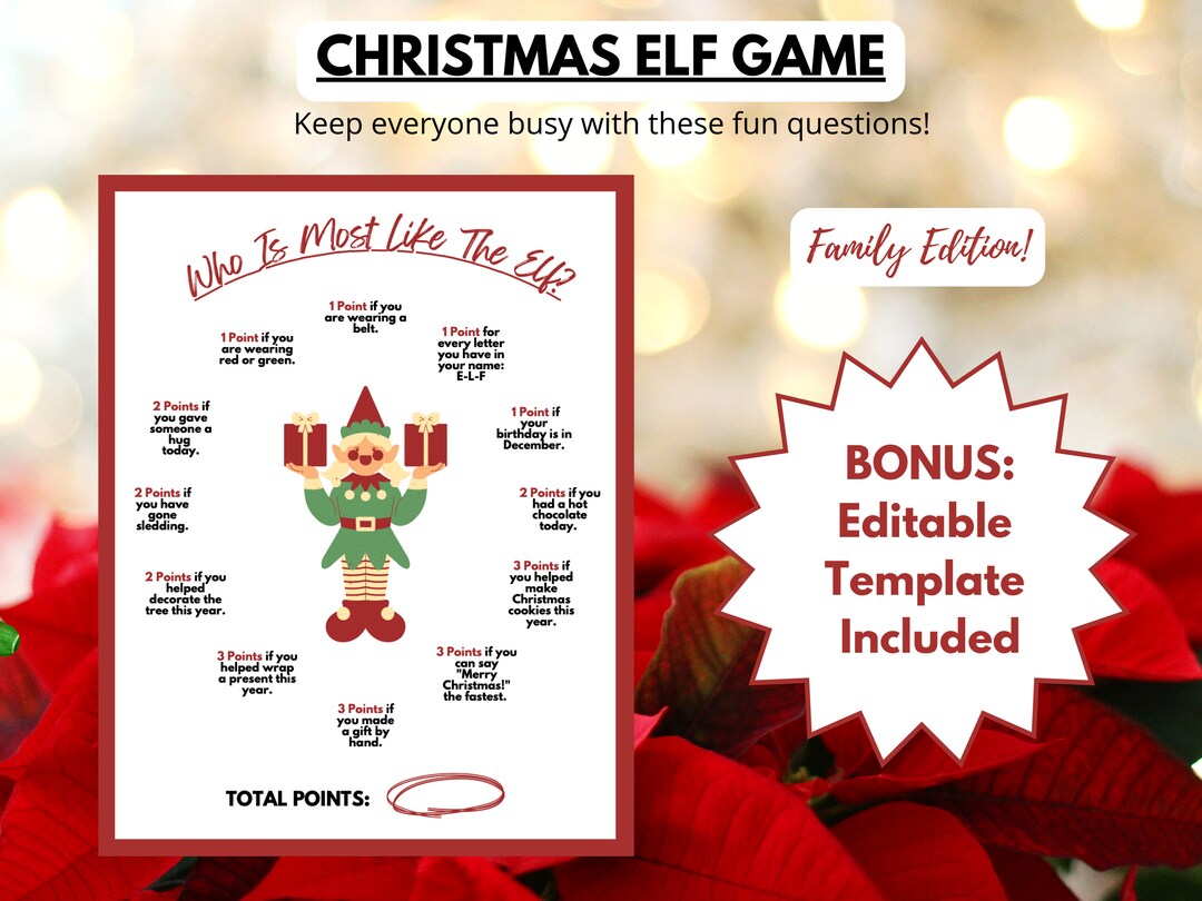 EDITABLE Christmas Games | Holiday Games | Who is Most Like the Elf ...