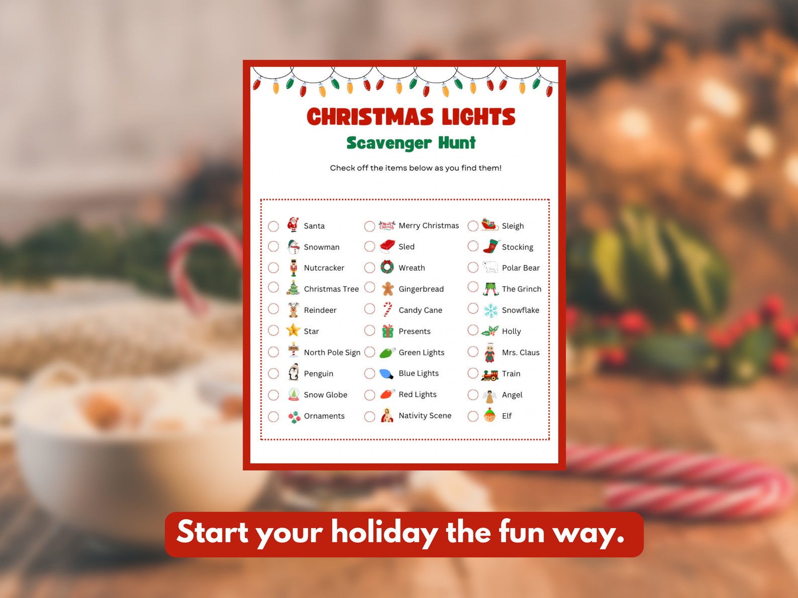 Christmas Lights Scavenger Hunt Printable, Outdoor Scavenger Hunt ...