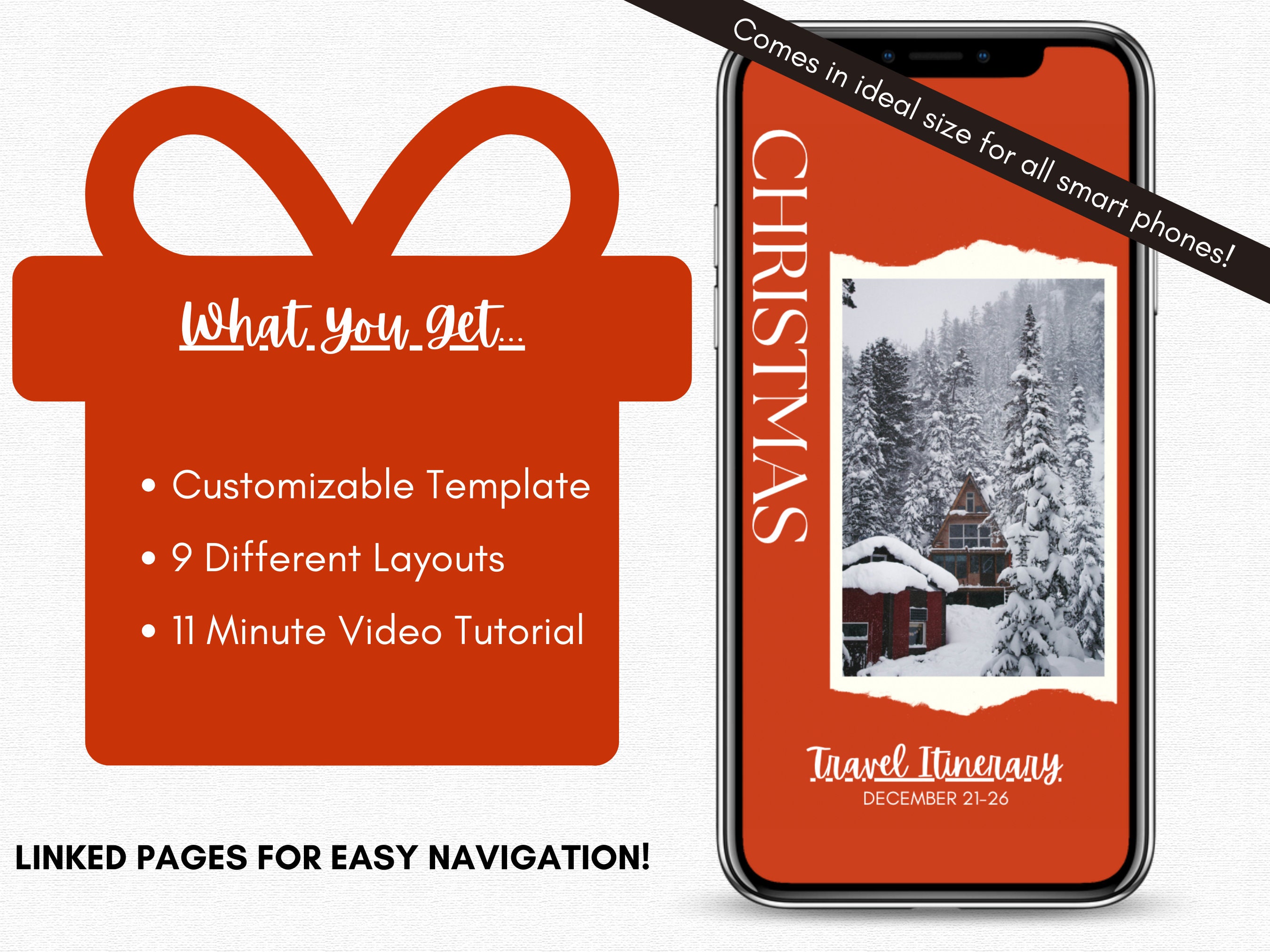 Christmas Mobile Travel Itinerary Holiday Travel Itinerary - Etsy