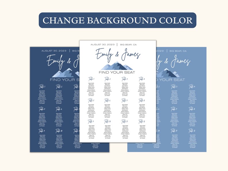 Seating Chart Poster Template | Wedding Sign | Wedding Template ...