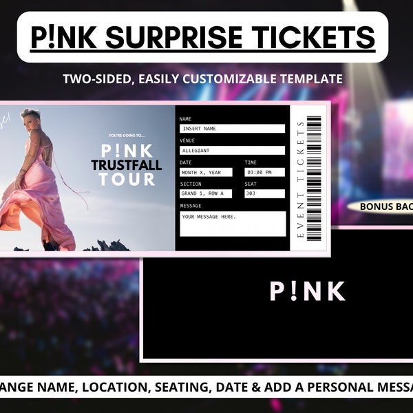Pink Concert Ticket Printable - Etsy