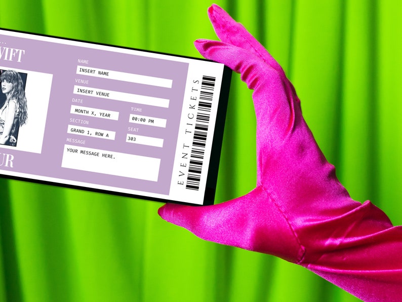 Editable Taylor Swift the Eras Tour Tickets Template | Taylor Swiftie ...