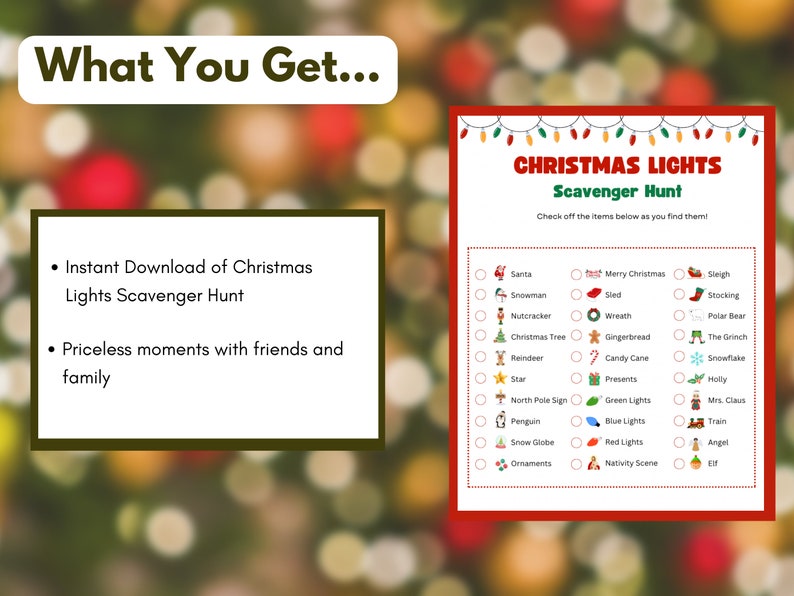Christmas Lights Scavenger Hunt Printable, Outdoor Scavenger Hunt ...