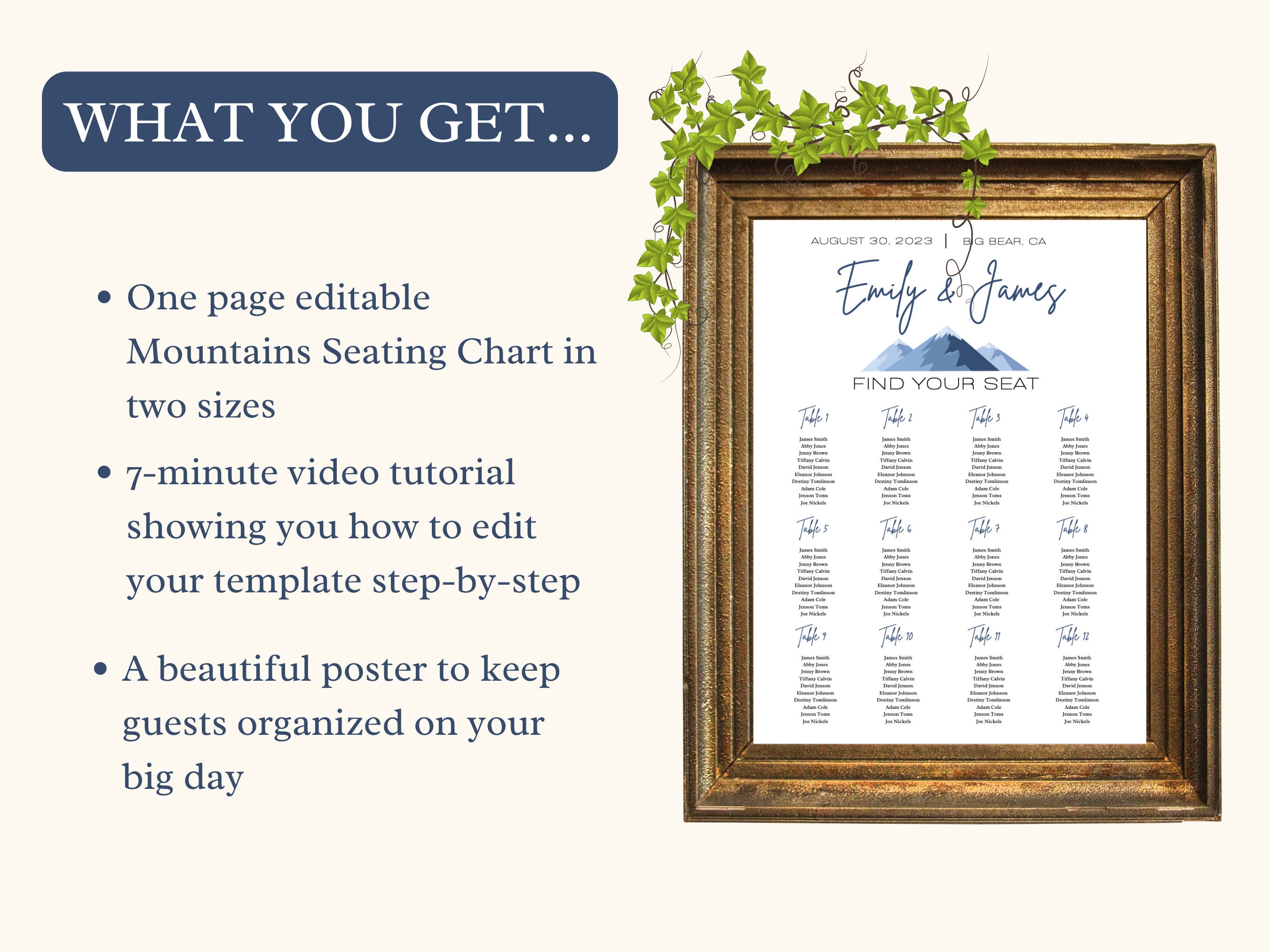 Seating Chart Poster Template | Wedding Sign | Wedding Template ...