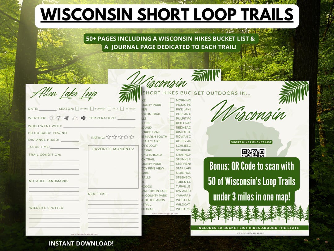 Wisconsin Short Loop Trails Bucket List | Wisconsin Gift | Travel Hikes ...