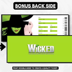 Wicked Ticket Template | Wicked the Musical | Concert Ticket Template ...
