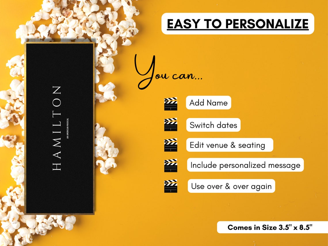 Printable Hamilton Tickets Template Surprise Hamilton - Etsy