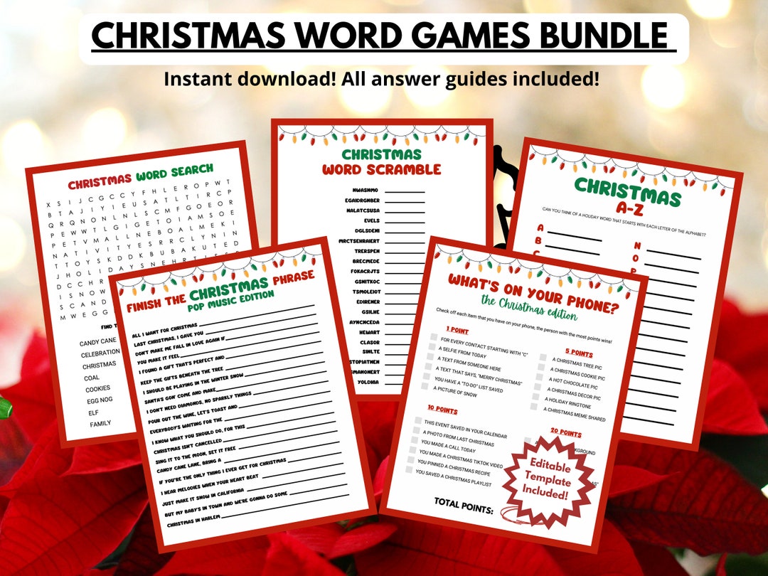 Christmas Games Bundle | Word Search | What's on Your Phone | Holiday ...