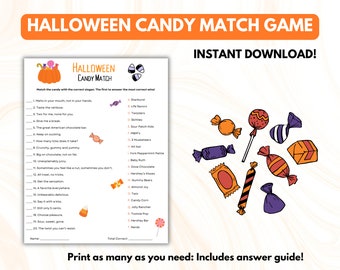 Halloween Candy Match Game, Halloween Party Games Printable, Halloween ...
