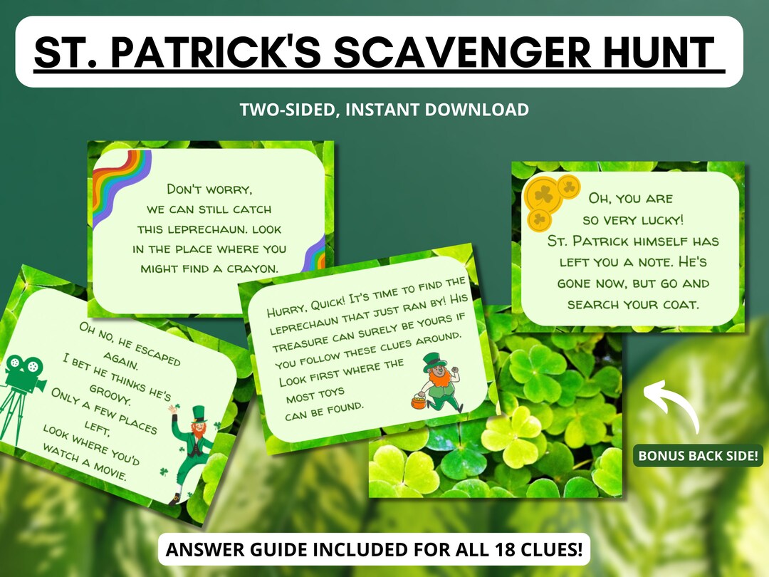 St. Patrick's Day Scavenger Hunt | St. Patrick's Day Treasure Hunt ...