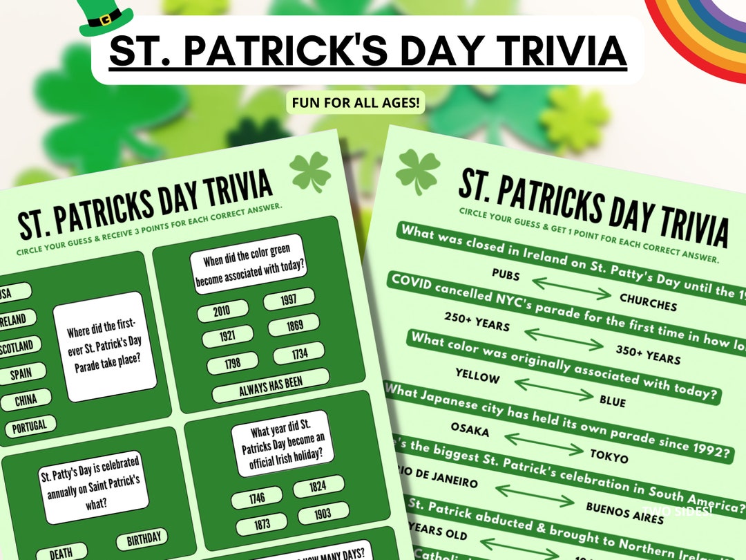 St. Patricks Day Trivia Game | Saint Patricks Da | St. Patricks Trivia ...