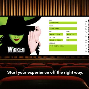 Wicked Ticket Template | Wicked the Musical | Concert Ticket Template ...