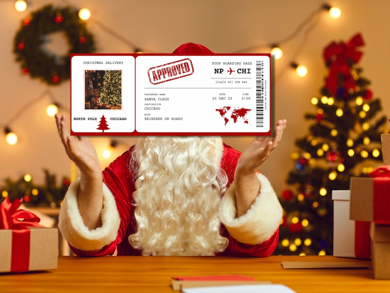 Editable Santa's Boarding Pass Santa Letter Stocking - Etsy