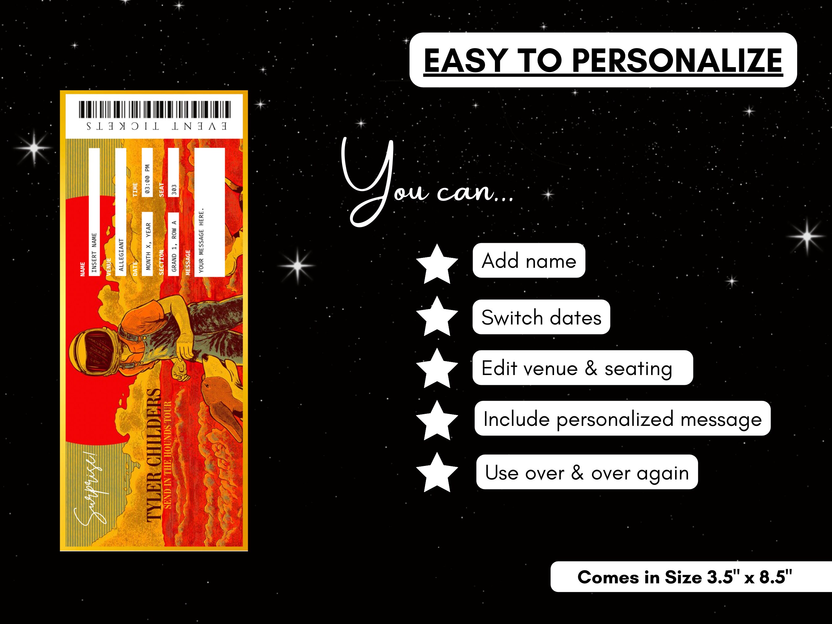 Tyler Childers Concert Ticket Template Surprise Tour Personalized ...