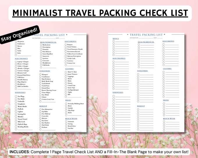 Travel Packing List – Printable and Editable Travel Checklist ...