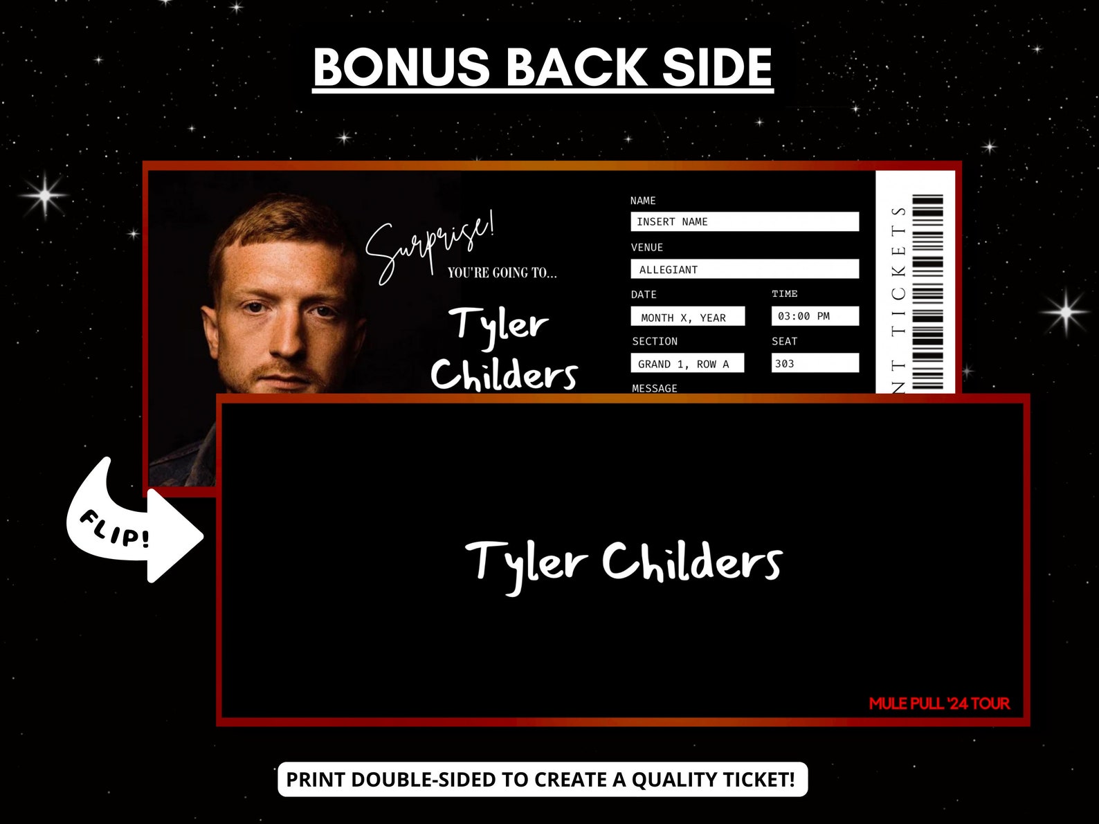 Tyler Childers Concert Tickets | Mule Pull Tour 2024 | Editable ...