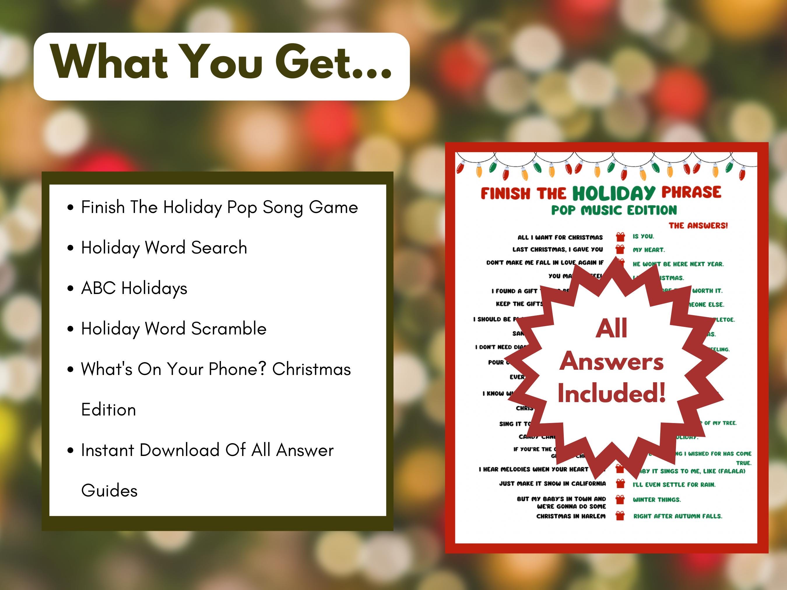 Holiday Games Bundle | Word Search | What's on Your Phone | Holiday ...