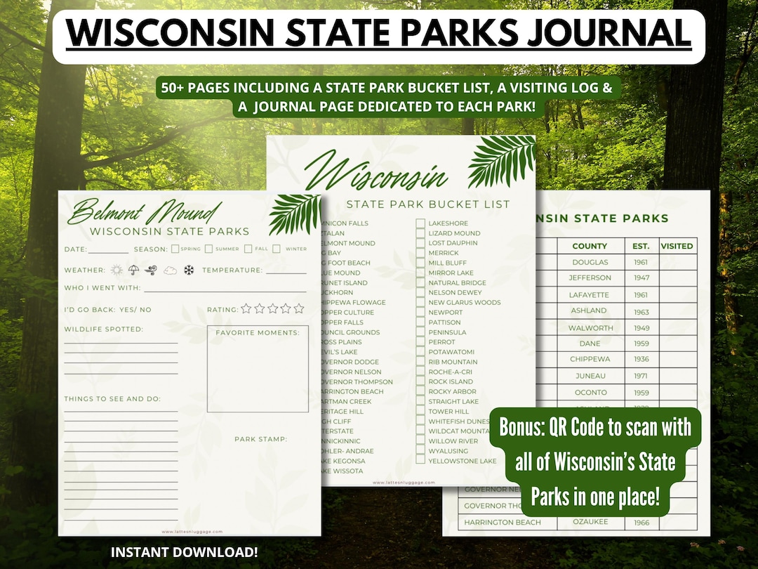 Wisconsin State Parks Bucket List | Wisconsin Gift | Outdoors Gift ...