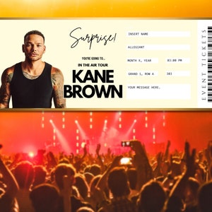Kane Brown Concert Ticket Template | in the Air Tour | Editable Canva ...