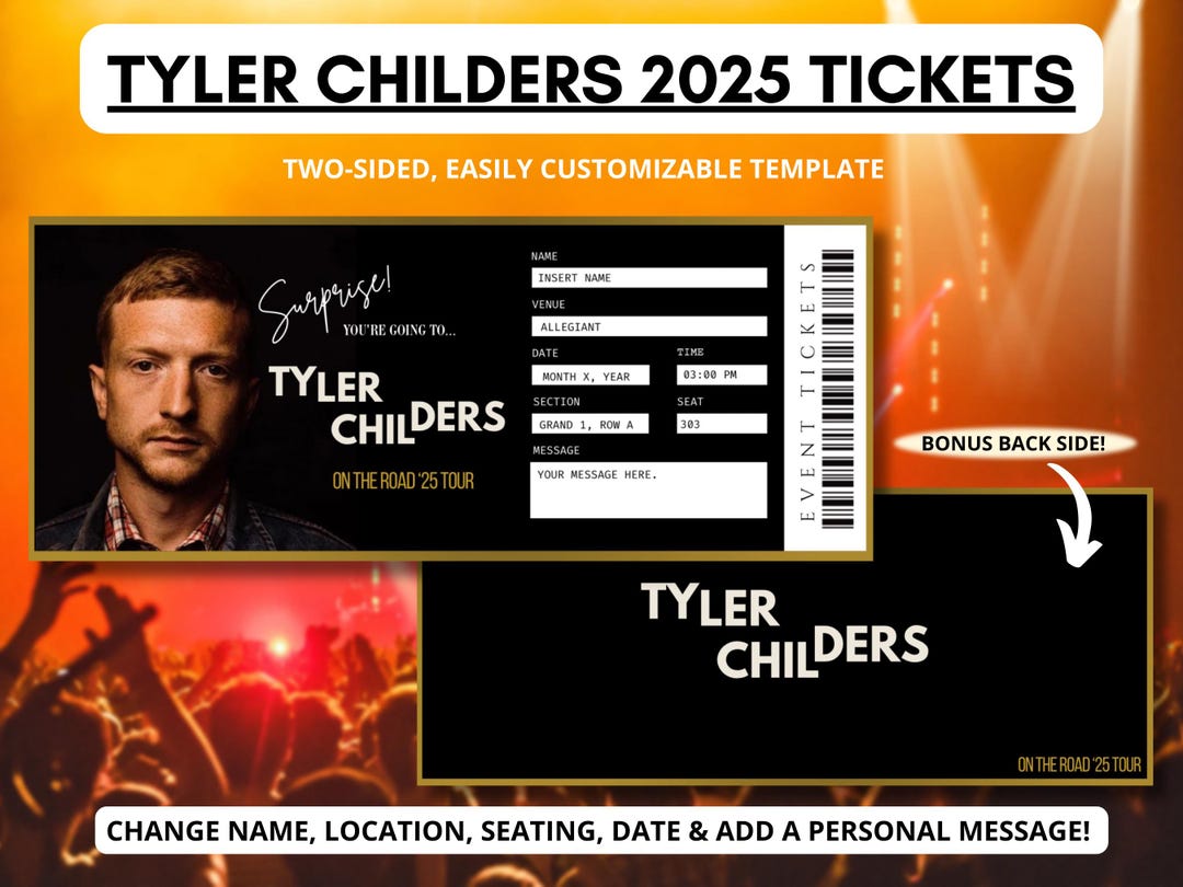 Tyler Childers Concert Tickets | on the Road Tour 2025 | Editable ...