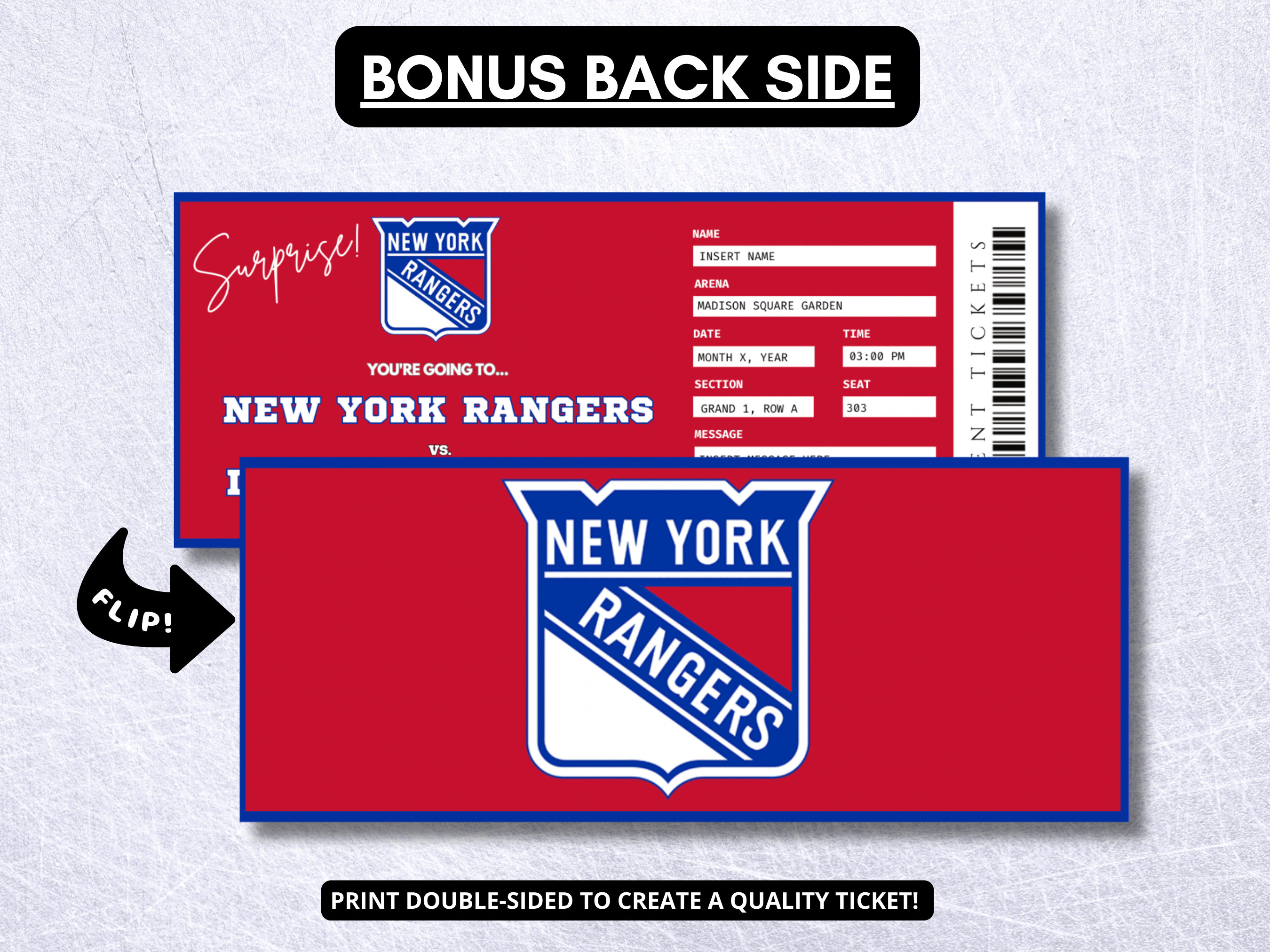 Surprise Hockey Game Ticket Template | New York Rangers Present ...