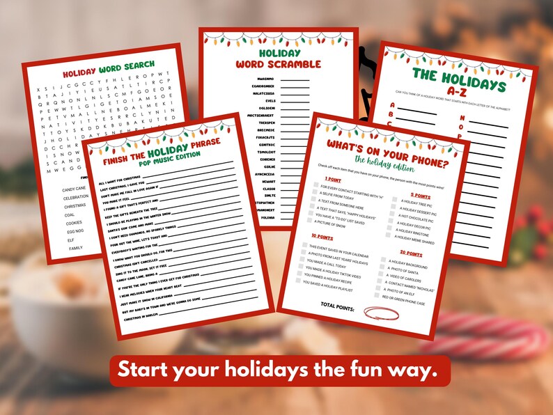Holiday Games Bundle | Word Search | What's on Your Phone | Holiday ...