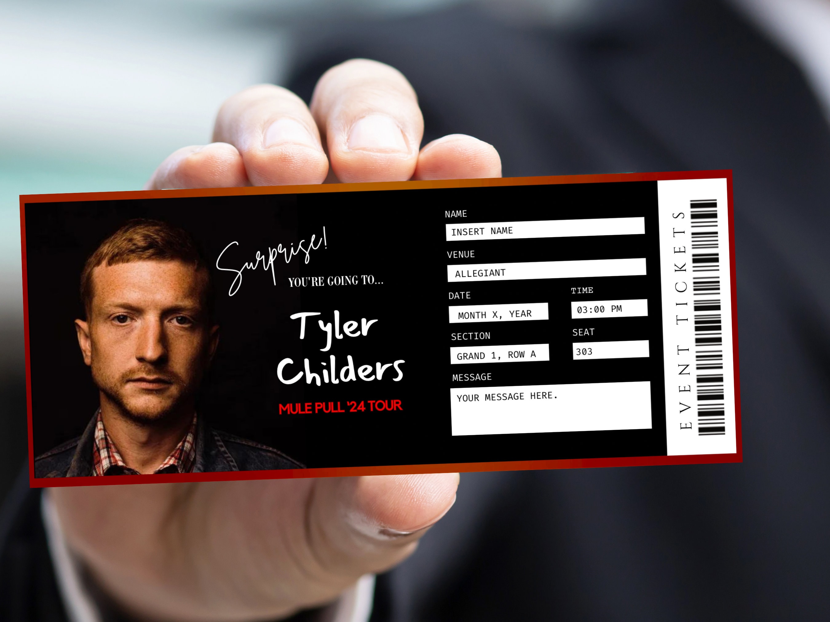 Tyler Childers Concert Tickets | Mule Pull Tour 2024 | Editable ...