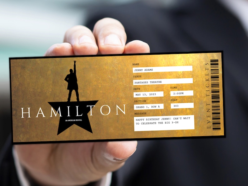 Printable Hamilton Tickets Template | Surprise Hamilton Tickets | Fake ...