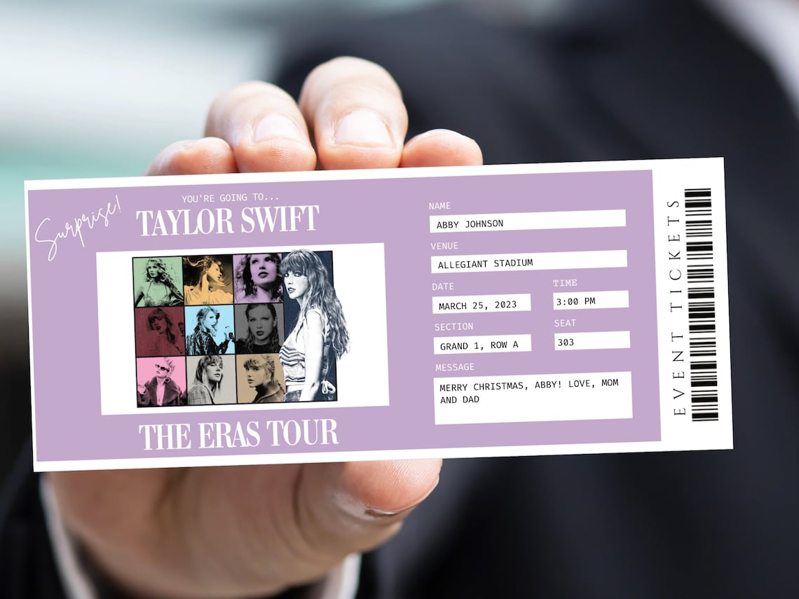 Editable Taylor Swift the Eras Tour Tickets Template | Taylor Swiftie ...