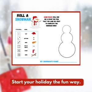 Holiday Roll A Snowman Dice Game | Class Game | Christmas Game | Kid ...