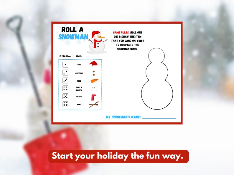 Holiday Roll A Snowman Dice Game | Class Game | Christmas Game | Kid ...