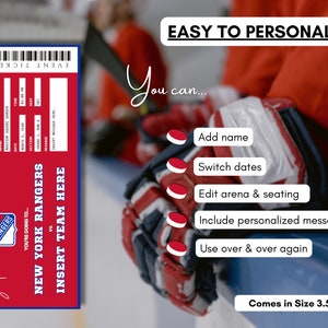 Surprise Hockey Game Ticket Template | New York Rangers Present ...