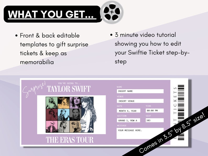 Editable Taylor Swift The Eras Tour Tickets Template Taylor Etsy Portugal